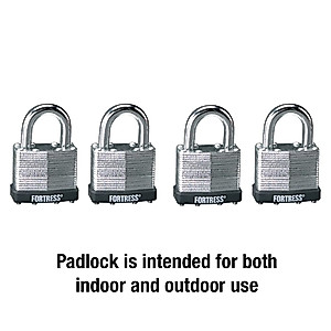 Master Lock 1803Q Fortress Outdoor Padlock with Key, 4 Pack Keyed-Alike, Laminated Steel
