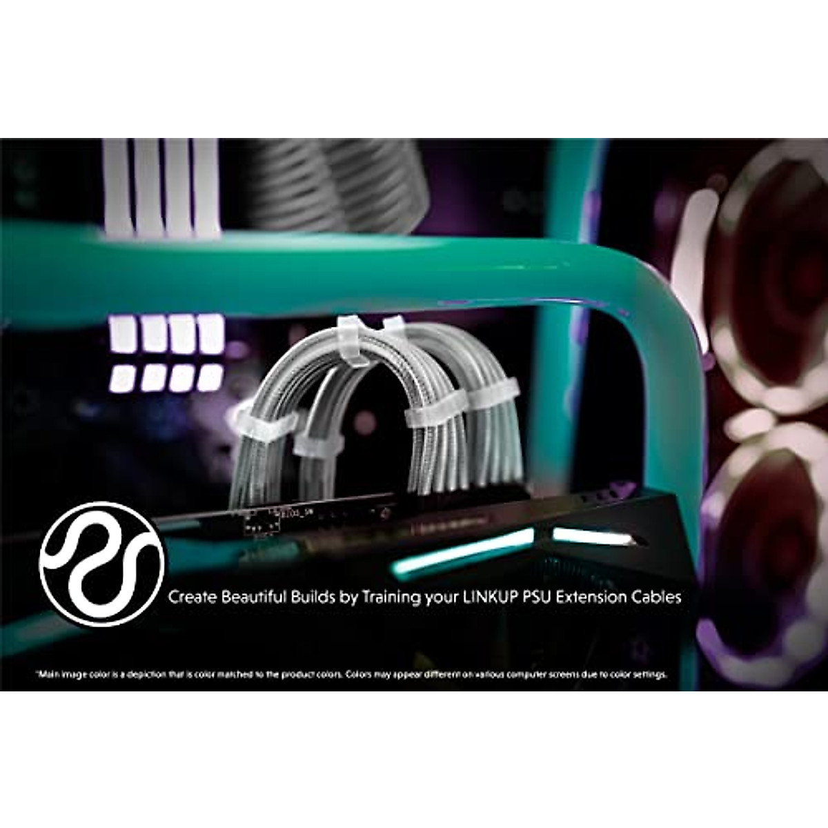 LINKUP - AVA 30cm EPS 8P(4+4) CPU ATX Motherboard PSU Power Supply Braided Sleeved Custom Mod PC Extension Cable w/Combs | Strong & Stiff Design | Single Pack | 300mm - White