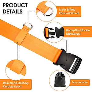 2 Pieces Car Seat Travel Belt, Adjustable Car Seat Travel Strap to Convert Kid Car Seat, Luggage into Airport Car Seat Stroller & Carrier Belt Safe Travel Solution (Orange)