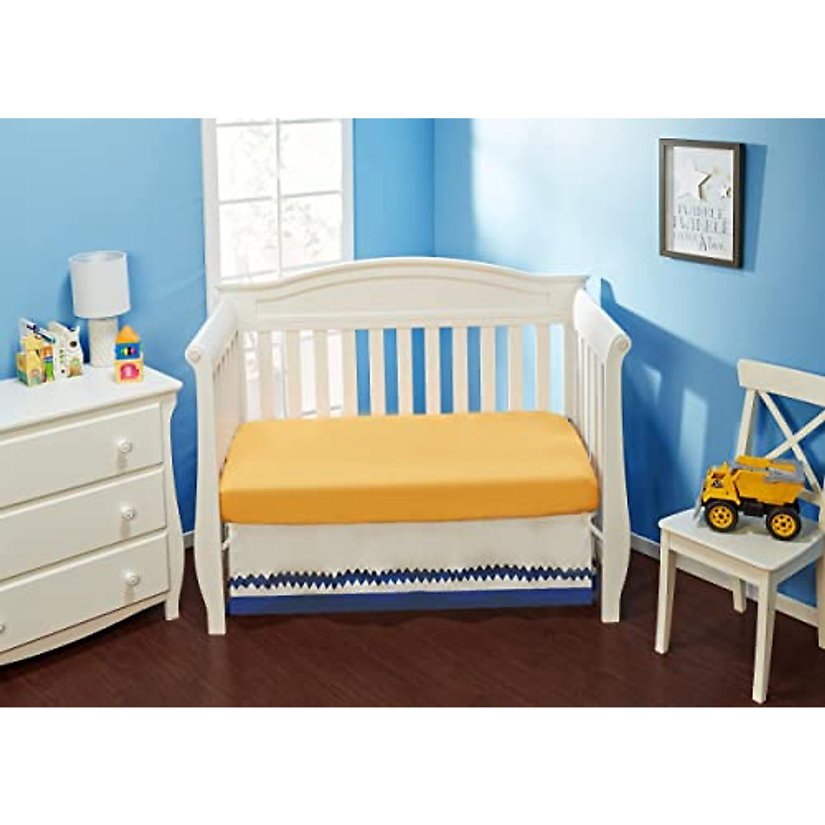 Everyday Kids 2 Pack Fitted Boys Crib Sheet, 100% Soft Breathable Microfiber Baby Sheet, Fits Standard Size Crib Mattress 28in x 52in, Nursery Sheet - Construction/Gold