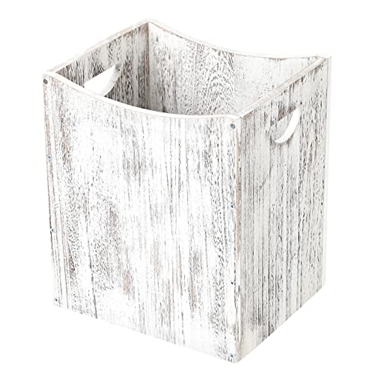 Wood Trash Can 5.3 Gallon Kitchen Garbage Can Rectangular Wastebasket with Built-in Handles Rustic Farmhouse Trash Can for Kitchen Bedroom Office Bathroom Under Desk Large Storage Rustic White