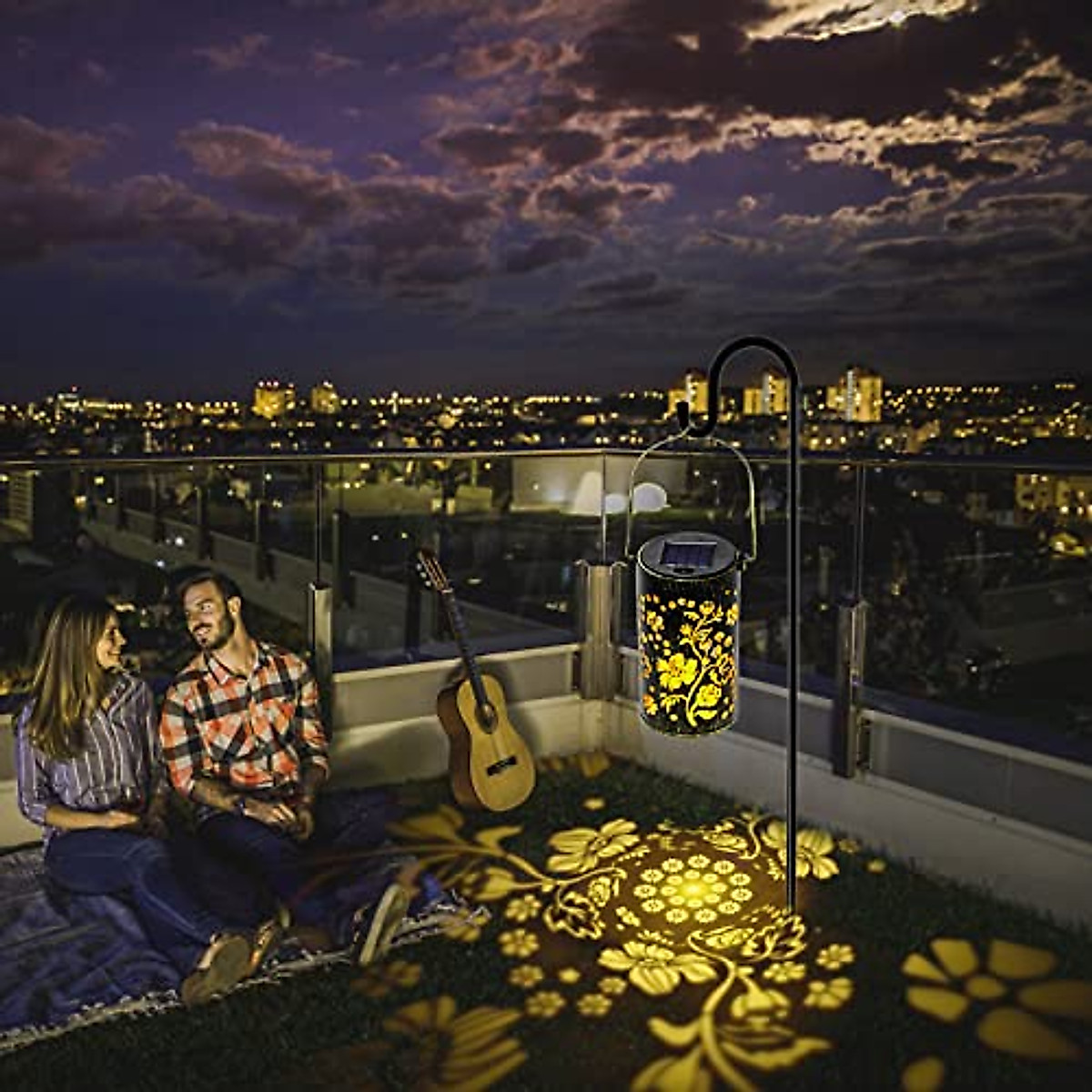 Taomika 2 Pack Solar Lanterns Garden Hanging Solar Lantern Outdoor Waterproof, Solar Lantern Metal LED Decorative for Patio Yard, Pathway, Fence, Walkway, Decorative Lamp