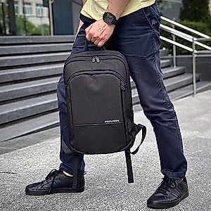 PROLISOK Laptop Backpack – Slim & Expandable for 15.6-16 inch Computer – Water Resistant & Lightweight Bag with USB Type-C Charging – Casual Black Backpack for Travel, Business, Office