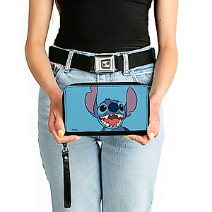 Buckle-Down Women's PU Zip Around Wallet Rectangle-Lilo & Stitch, 7.5"x4.5"