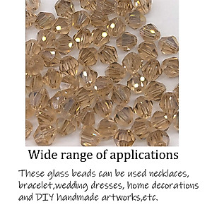 FAMLEAF 6mm 190Pcs Crystal Glass Beads, Crystal Glass Beads for Jewelry Making, Bicone Beads, Bicone Glass Beads, Faceted Bicone Crystal Glass Beads, DIY Beads Bicone Beads for Jewelry Making