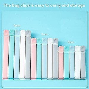 dogmoon Sealing Clips, Food Bag Clips, 15 Pcs Food Storage Sealing Clips Freezer Bag Clips for Kitchen Food Snacks Storage Reusable Bag Clips(3 Sizes)