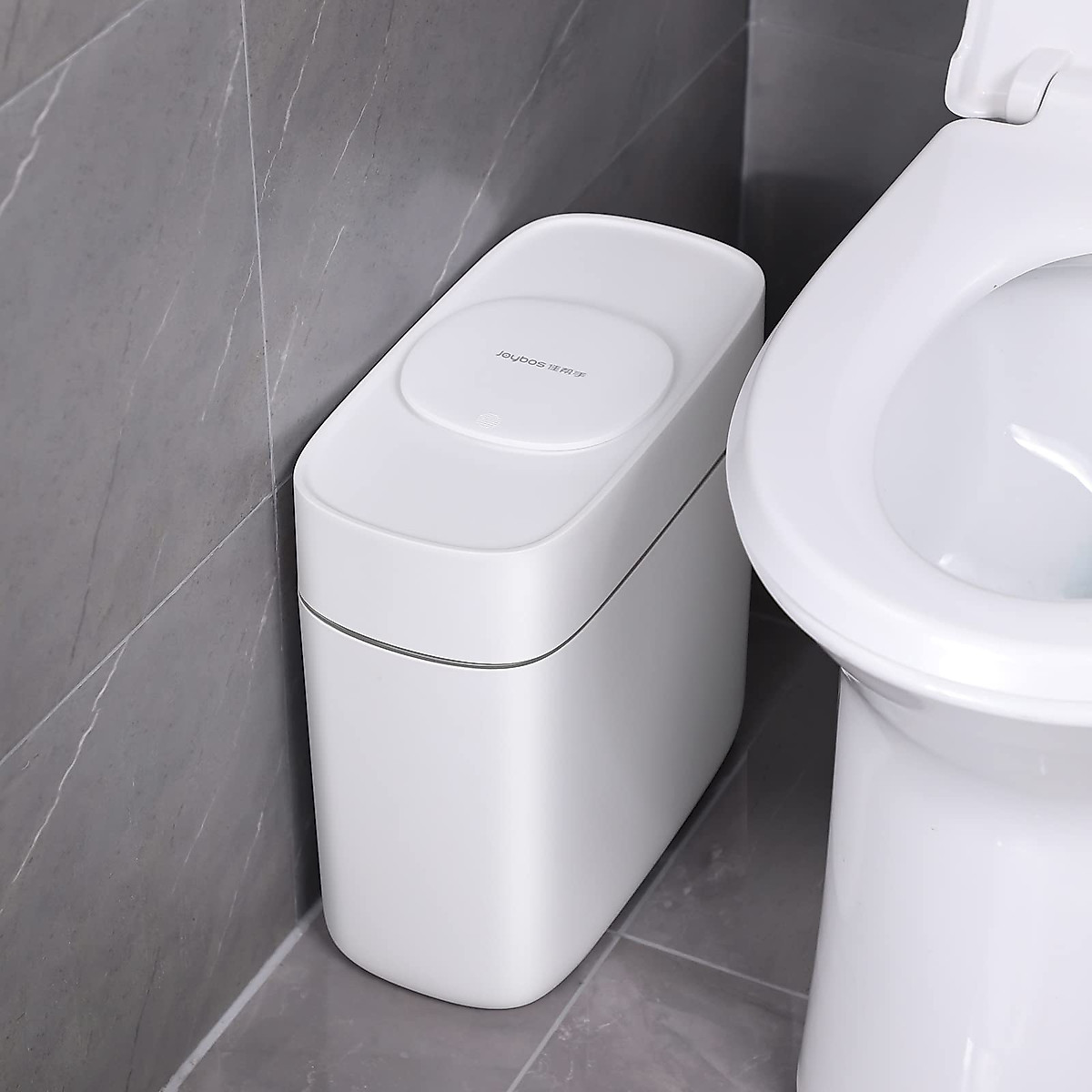 JOYBOS Small Bathroom Trash Can with Lids, 3 Gallon Garbage Can with a Lid, Mini Wastebasket for Bedroom, Slim Plastic Waste Bin Between Wall & Toilet, Suit for RV, Living Room, Office, Laundry