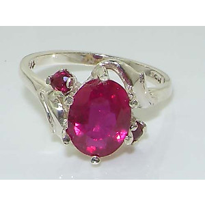 925 Sterling Silver Natural Ruby Womens Trilogy Ring - Sizes 4 to 12 Available