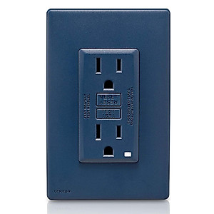 Leviton RGF15-RN 15 Amp Renu Self-Test Tamper-Resistant GFCI Outlet in Rich Navy
