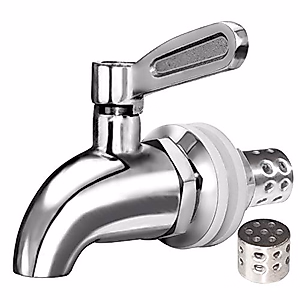 Beverage Dispenser Replacement Spigot with Anti-Clogging Cap, Stainless Steel Polished Finished, Water Dispenser Replacement Faucet, fits Berkey and other Gravity Filter systems as well