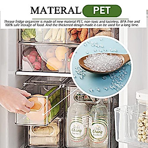 bealy 2 Packs Refrigerator Organizer Bins with Pull-out Drawer,Stackable Fridge Organizers and Storage Clear with Handle,Kitchen Storage Containers Sets for Freezer, Cabinet, Pantry Organization