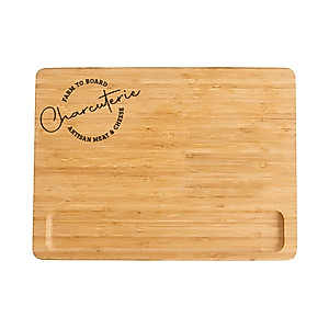HIC Kitchen Maison du Fromage Charcuterie Cheese Board, Caramelized Bamboo, Rectangular, 11 x 15 x 0.6-Inches