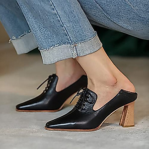 Women's Retro English Style Pointed Thick Heel French Single Shoes Casual Work Shoes Women Black