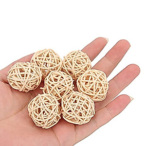 10Pcs Rattan Balls, Sepak Takraw Toy Natural Color Rattan Safe and Harmless Parrot Small Animal Chew Toy for Parrot