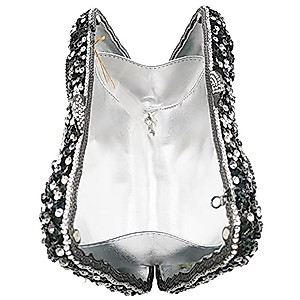 Boutique De FGG Women Crystal Clutch Evening Bags Wedding Party Rhinestones Handbags Ladies Gala Dinner Purses (Black&Grey)