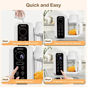 HEYAXA Baby Food Maker, Baby Food Processor with Automatic Cooking & Grinding, Food Steamer Puree Blender with Self-Cleaning Function, BPA Free (White)