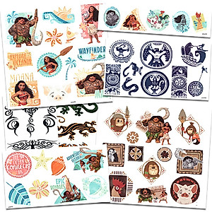 Disney Moana Tattoos - 50 Assorted Moana Temporary Tattoos with Tribal Tattoos (Moana Party Supplies)