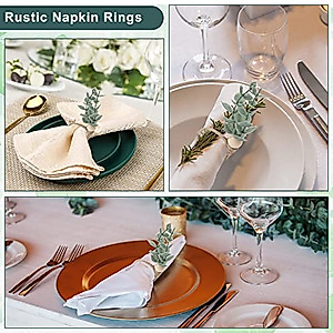 MLURCU Napkin Rings Set of 6 Rustic Eucalyptus Wooden Napkin Rings Boho Leaf Wood Bead Farmhouse Spring Fall Napkin Ring Holder for Family Dining Banquet Wedding Christmas Easter Holiday Table Decor