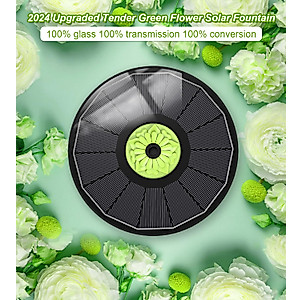 SZMP Solar Fountain 3.5W Bird Bath Fountains with Tender Green Flower 2024 Upgraded 100% Glass Panel, Solar Fountain Pump with 7 Nozzles, Solar Water Fountain for Hummingbirds, Garden, Pond (Black)