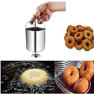 Maruti Enterprises 304 Grade Stainless Steel Medu Vada Maker | Medu Wada Maker | Donut Maker Dispenser | Stainless Steel Tool Kitchen Pastry Making | Bake Ware | South Indian Utensils – Pack of 1