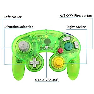 Reiso Gamecube Controller, 2 Pack NGC Classic Wired Controller for Wii Game cube Console (Clear Purple and Green)