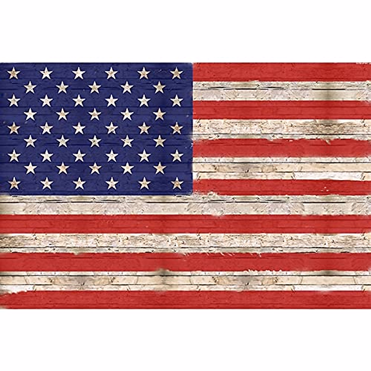 30" X 44" Panel American Flag Patriotic USA United States Stars & Stripes Rustic Barn Wood-Look Americana Cotton Fabric Panel (D305.38)