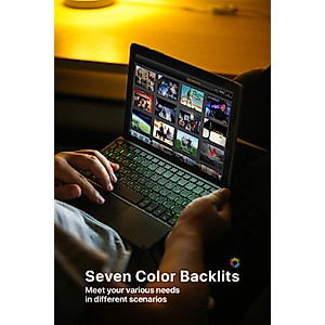 Inateck Surface Go Keyboard, Bluetooth 5.1, 7-Color Backlight, Compatible with Surface Go 4(2023), Surface Go 3(2021), Go 2 (2020), Surface Go 1(2018), KB02009 Black