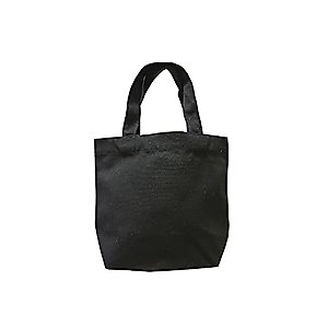 Chezi Plain Thick Canvas Mini Tote Bag DIY 9x8x4 (Black)