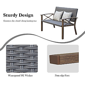 Domi Aluminum Patio Furniture Set, 2-Piece Modern Conversation Set with Cotton Padding Backrests and Seats, Outdoor Loveseat Metal Sofa Set with 5.5 Inch Cushion and Coffee Table for Balcony, Garden