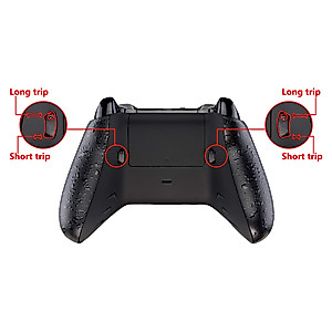eXtremeRate FlashShot Trigger Stop Bottom Shell Kit for Xbox One S & One X Controller, Redesigned Back Shell & Textured Black Handle Grips & Hair Trigger for Xbox One S X Controller Model 1708