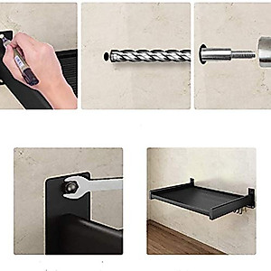 ZSQAI Microwave Oven Rack Kitchen Countertop Storage Organizer, Storage Shelf over Microwave with 3 Hooks, Save Space Durable Black Space Aluminum