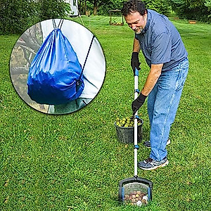 Zozen Nut Gatherer, Walnut Picker Upper Roller, Pecan Picker Upper - Side Opening Dump | Apply to Walnut, Pecan, Hickory, Chestnuts, Buckeyes, Nerf Balls, Golf, Objects Size 3/4'' to 1.5''; 1 Gallon