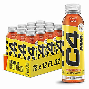 C4 Energy Non-Carbonated Zero Sugar, Pre Workout Drink + Beta Alanine, Orange Slice, 12 Fl Oz, Pack of 12