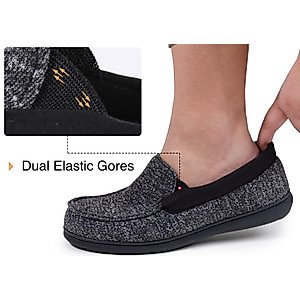 RockDove Men's SILVADUR Tweed Memory Foam Moc Slipper, Size 9 US Men, Black