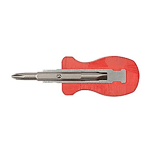 TEKTON 3-in-1 Stubby Phillips/Slotted Driver (#2 x 1/4 in., Red) | DMT17002