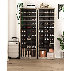 Hzuaneri 11-Tier Shoe Storage Cabinet, Free Standing Closet Organizers and Storage with 31 Open Cubbie, Space Saving Shoe Rack for Entryway, Bedroom, Greige SR02005B