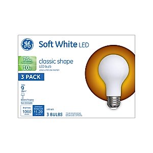 GE LED Light Bulbs, 75 Watt, Soft White, A21 (3 Pack)