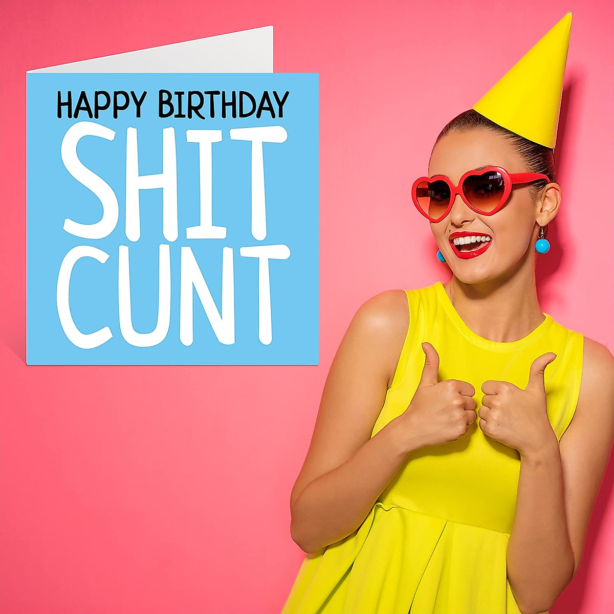 Rude Birthday Cards for Him or Her - Sh*t C*nt - Offensive Joke Happy Birthday Card for Friend Relative 5.7 x 5.7 Inch Funny Humor Greeting Cards Gift for Brother Friend Dad Papa Pops Coworker