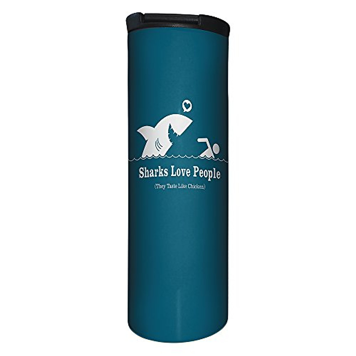 Tree-Free Greetings Barista Tumbler Vacuum Insulated, Stainless Steel Travel Coffee Mug/Cup, 1 Count (Pack of 1), Sharks Love People