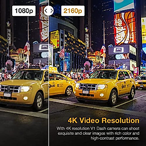 Rexing V1GW-4K Ultra HD Car Dash Cam w/Built-in GPS Logger, 2.4" LCD Screen,Wi-Fi,170° Wide Angle Dashboard Camera Recorder with G-Sensor, WDR, Loop Recording, Supercapacitor, Mobile App, up to 256GB