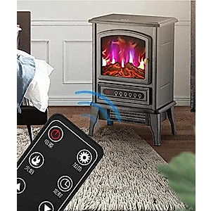 VOMKR Large Electric Stove Fires Freestanding, Electric Fireplace Stove Heater, Recessed and Wall Mounted Freestanding Fireplace with Wood Burning LED Light (Size : Remote Control)