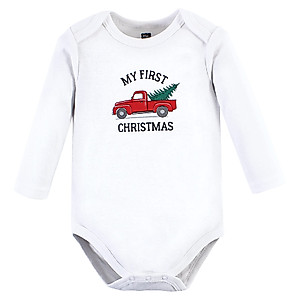 Hudson Baby Unisex Cotton Long-sleeve Bodysuits And Toddler T-Shirt Set, Christmas Tree, 3-6 Months US