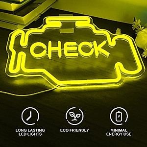 JianJung Check Engine Light Neon Sign Check LED Sign Dimmable Neon Light Up Sign for Man Cave Bedroom Garage Room Auto Repair Shop Studio Neon Wall Sign Decor Gifts for Men