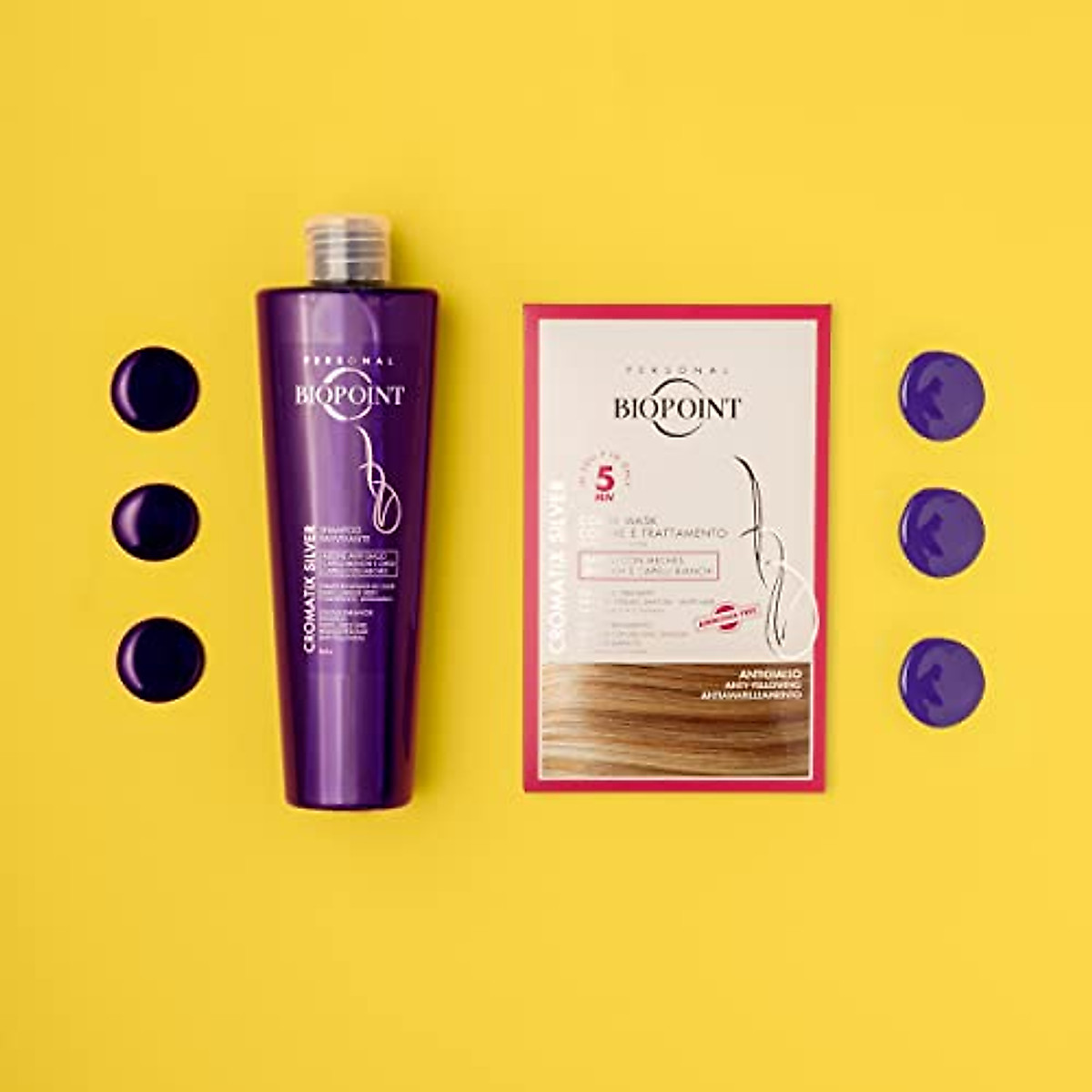 BIOPOINT Cromatix Reviving Silver Shampoo, Purple Shampoo for Blonde Hair, Blue No Yellow Toner for Bleached and Grey Hair - Shampoo Antigiallo per Capelli Biondi