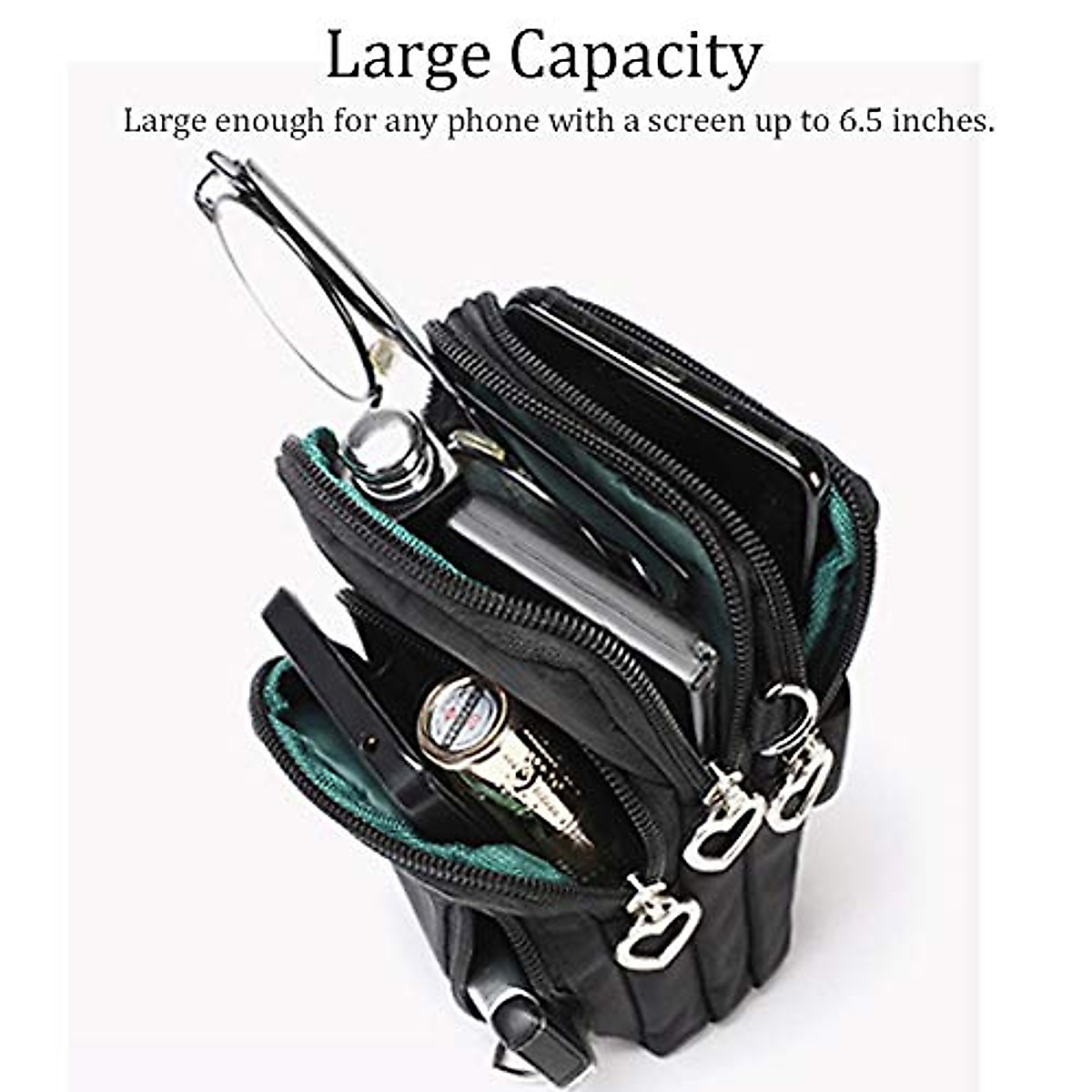 Outdoor Sweat-Proof Running Armbag Cross-Body Shoulder Casual Wallet Purse Crossbody Bag Gym Fitness Cell Phone Key Holder for iPhone 13 12 Pro Max Xs Max/Xr,Galaxy Note 10,Huawei P30 Pro,Black