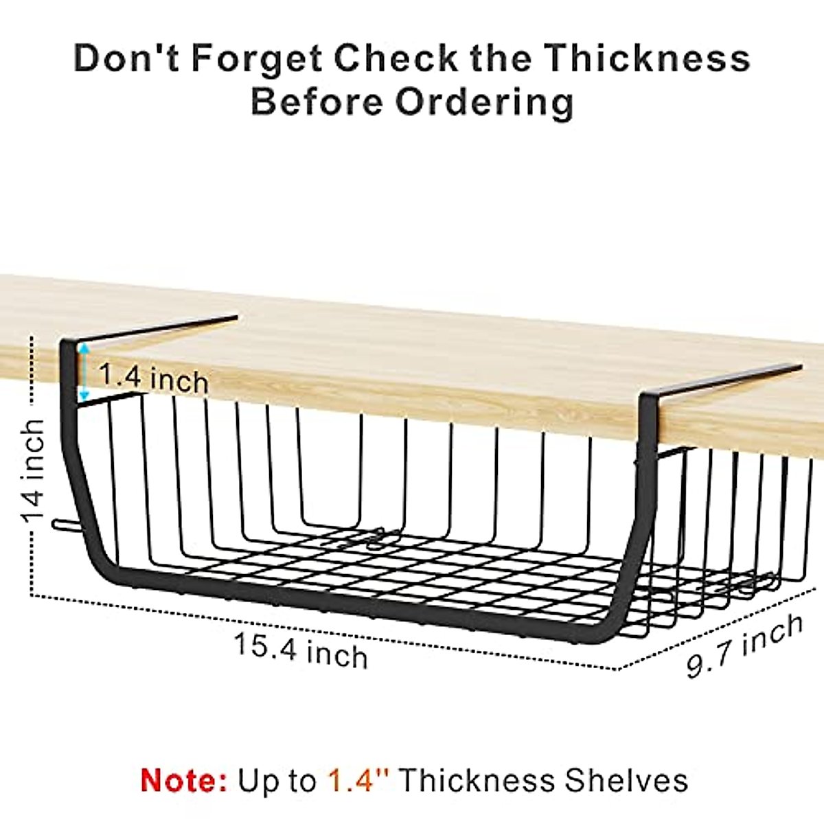 Veckle Small 6 Pack Under Shelf Wire Basket & 4 Pack Stackable Under Cabinet Storage， Bundle