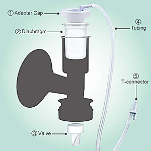 Maymom Pump Parts Compatible with Ameda Purely Yours Pumps, MYA Joy; Incl. Top Cap, Silicone Membrane, Duckbill, Tubing and Adapter; Replaces Ameda Spare Parts