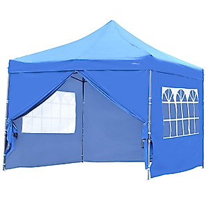 10x10 Ft Pop up Canopy Tent Instant Folding Shelter with 4 Removable Sidewalls for Tailgating Party Blue