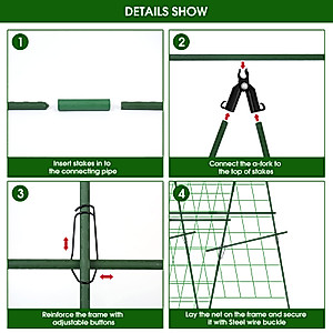 TOCCYARD 48”x 48”Foldable Cucumber Trellis Set, A-Frame Garden Trellis for Climbing Plant Outdoor, Detachable Cucumber Trellis for Raised Bed, Plant Grow Support for Tomato, Squash, Vegetable