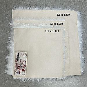 ZuTKekon Faux Fur Sheepskin Square Chair Cover Seat Cushion Pad, Luxurious Wool Area Rugs Fluffy Floor Mat for Living Sofa, Photographing Background Office Home Decor Carpet (White Grey,1.1 x 1.1Ft)